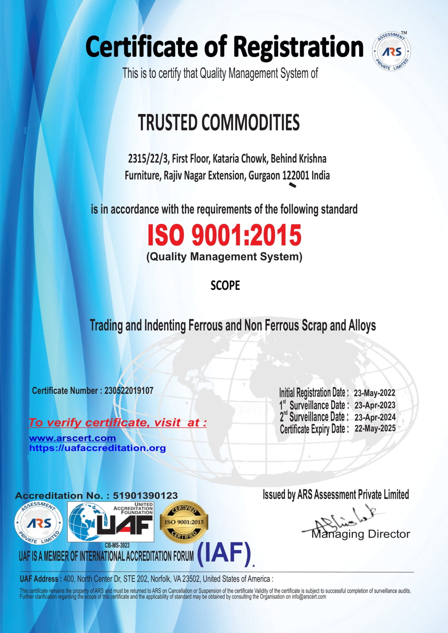 Certificates – Trusted Commodities